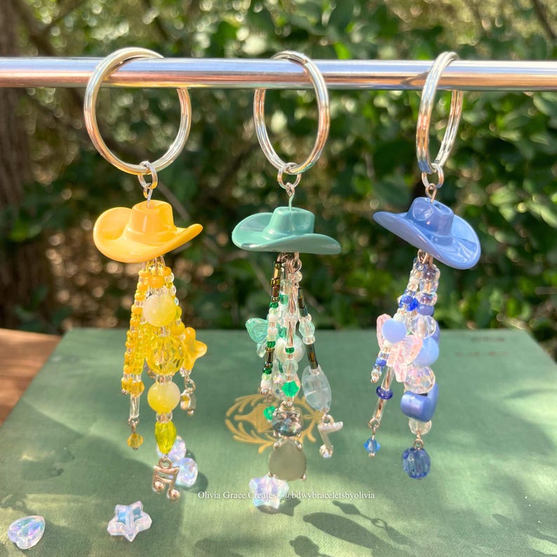 Mini Cowboy Hat Keychain: Beaded Tassel Cowgirl Purse Charm - Etsy