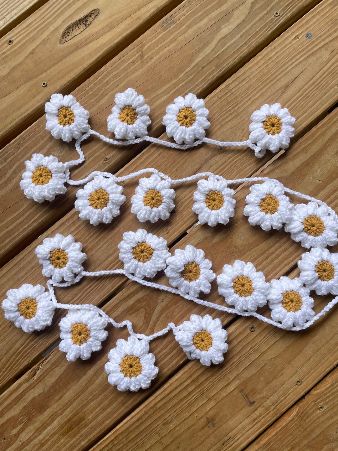 Spring Daisy Crochet Garland 7 Foot Garland, 10 Foot Garland, 15 Foot ...