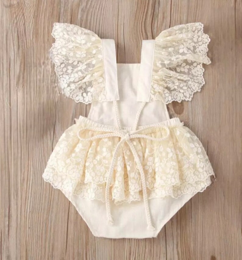 Baby Girls Beaded Lace Princess Romper - Etsy