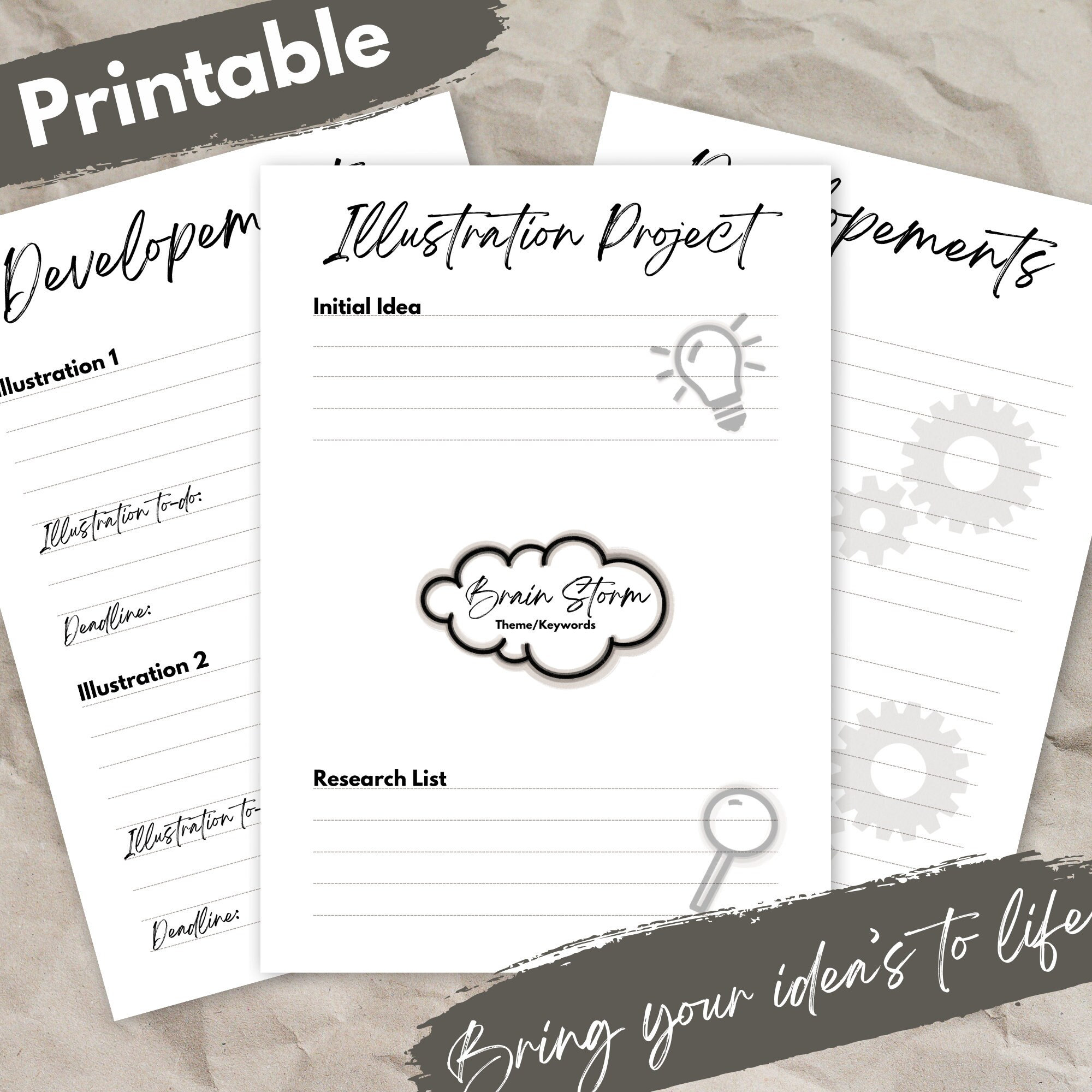 Printable Project Brief, Illustration Brief, Planner, Art Project ...