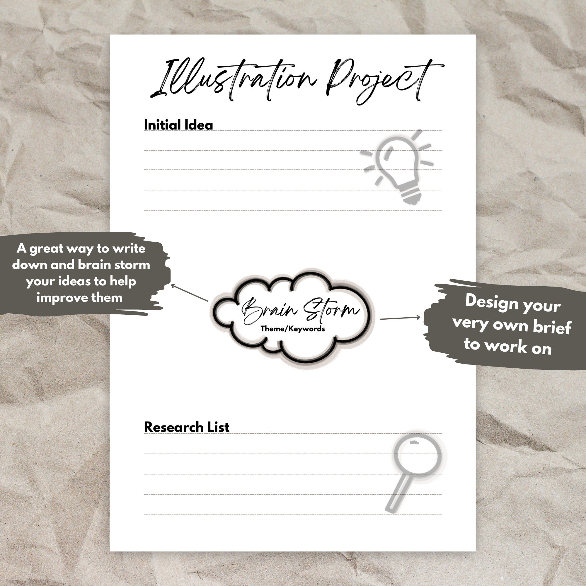 Printable Project Brief, Illustration Brief, Planner, Art Project ...