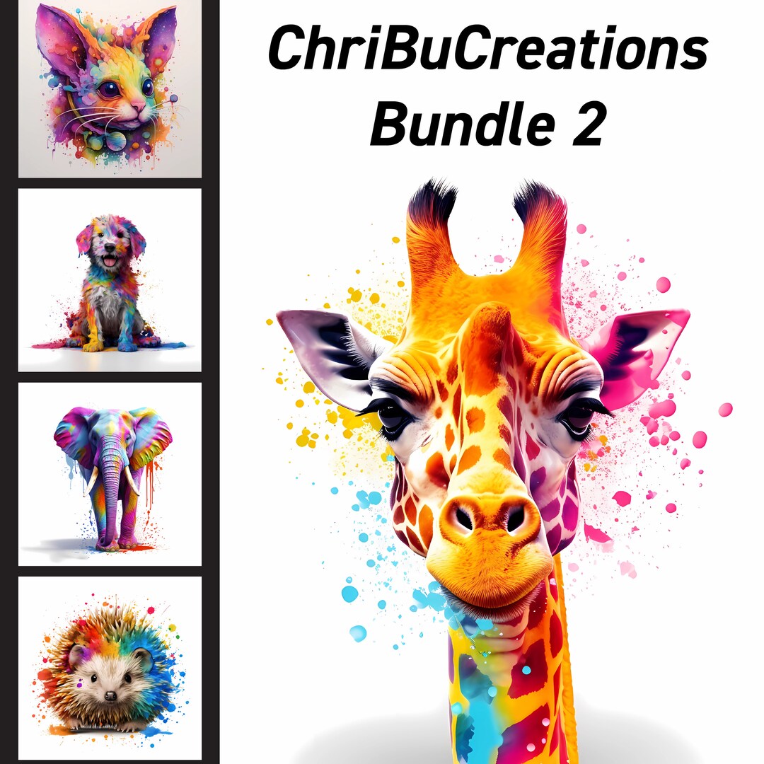 Cute Animals Color Paint Series Bundle 2 Animal Color Paint Cute Wall ...