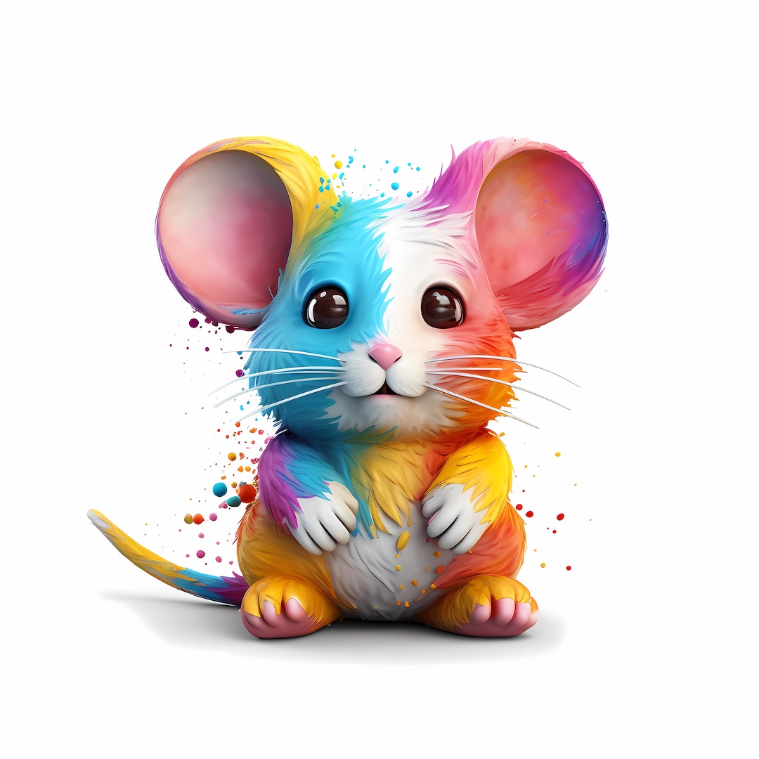 Cute Mouse Color Paint Mouse Color Paint Gift Wall Art Animal Wallart ...