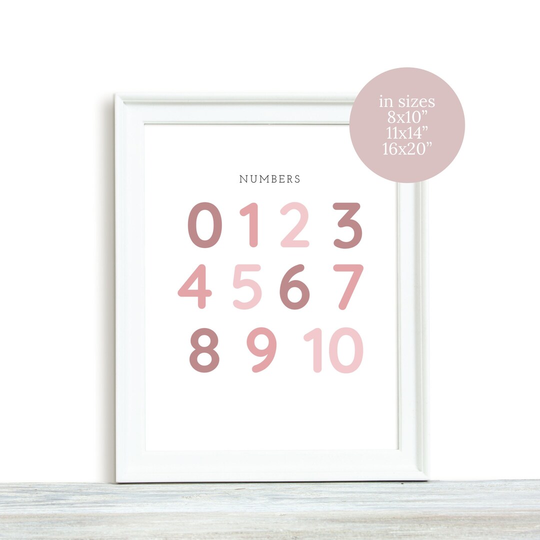 PRINTABLE ART Numbers 0-10 in Shades of Pink. Wall Art for Childs ...
