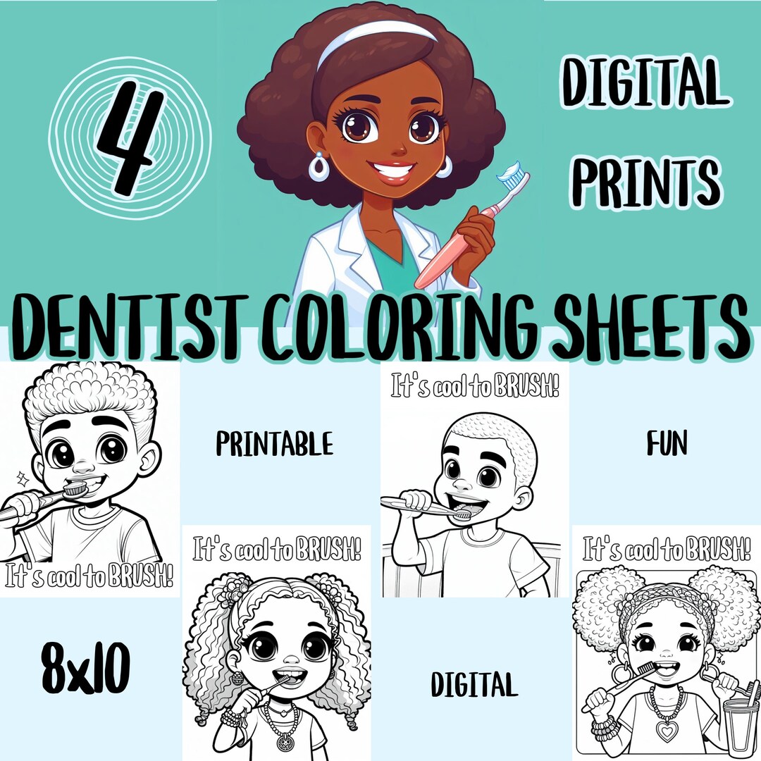 Children's Dental Coloring Pages DIGITAL DOWNLOAD Kid's Education oral ...