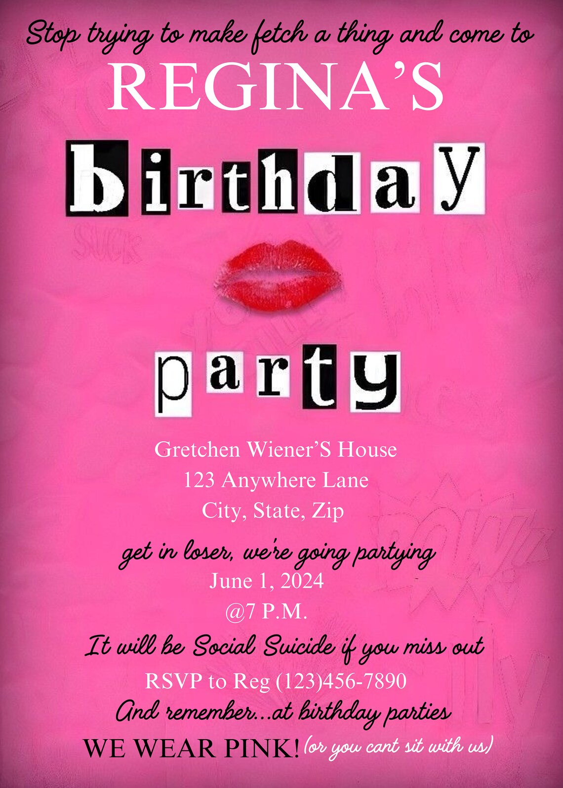 Birthday Flyer, Mean Girls Invitation, Birthday Dinner, Birthday Girl ...