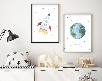 Outer Space Prints Set of 9, Nursery Wall Art, Boys Room Decor, Planet ...