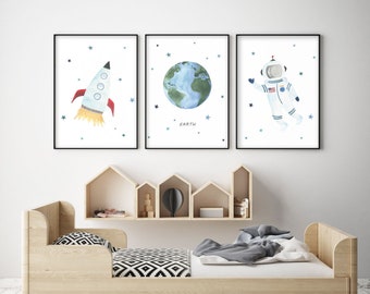 Outer Space Prints Set of 9, Nursery Wall Art, Boys Room Decor, Planet ...