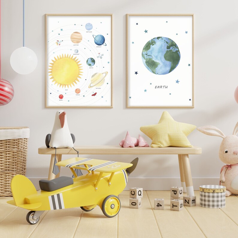 Solar System Print, Space Nursery Print, Educational Nursery Wall Art ...