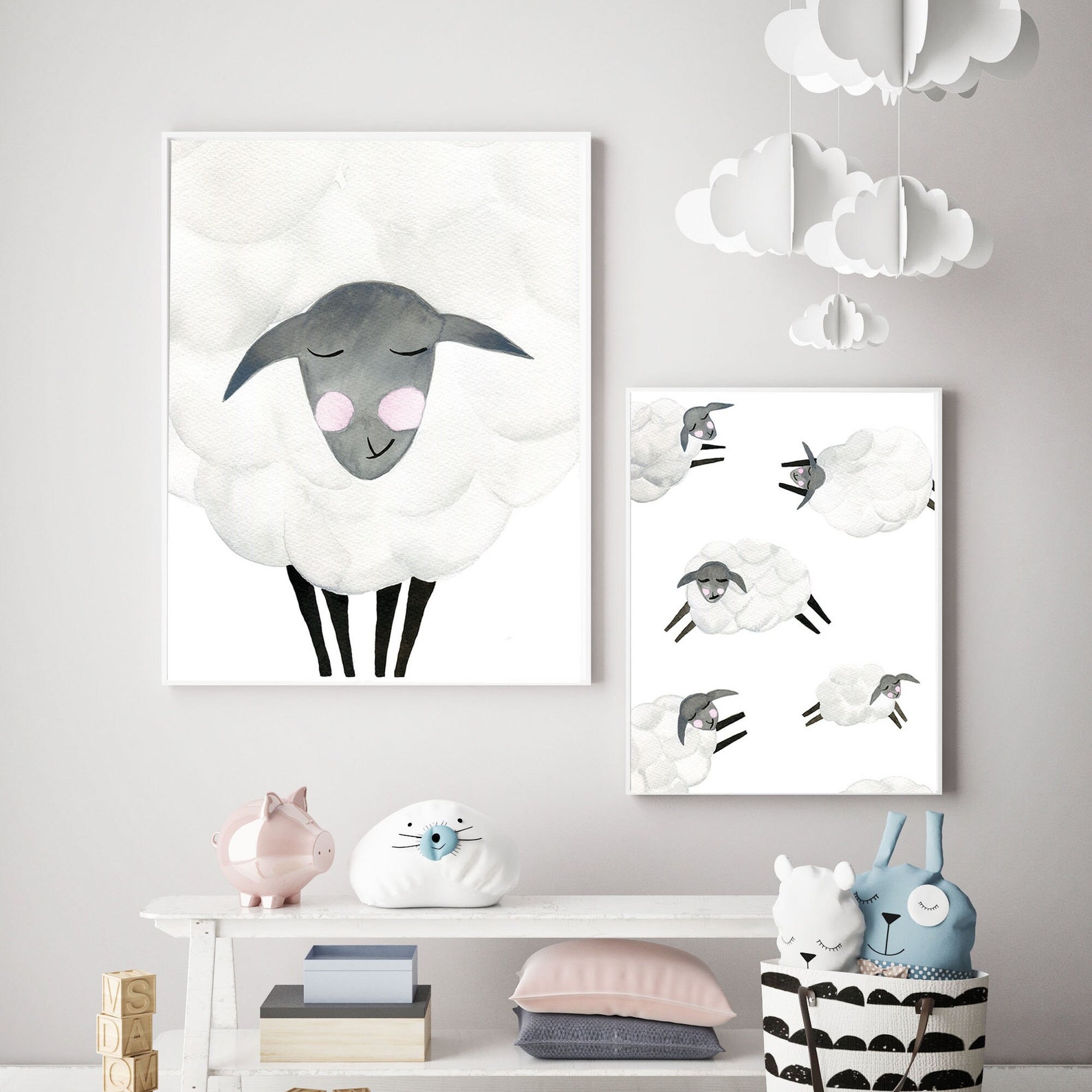 Cute Mama Sheep Nursery Wall Art Sheep Sheep Nursery Decor - Etsy