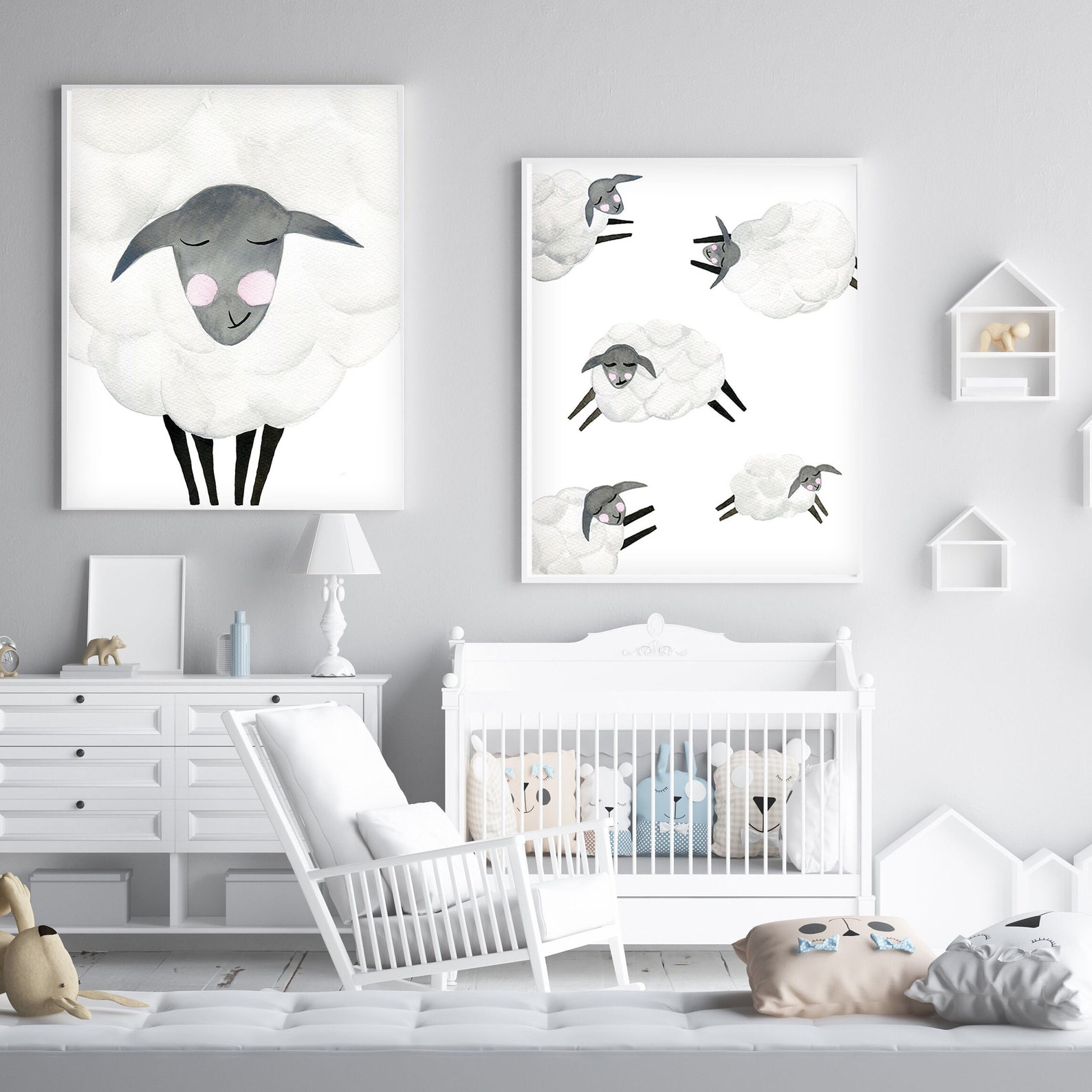 Cute Mama Sheep Nursery Wall Art Sheep Sheep Nursery Decor - Etsy