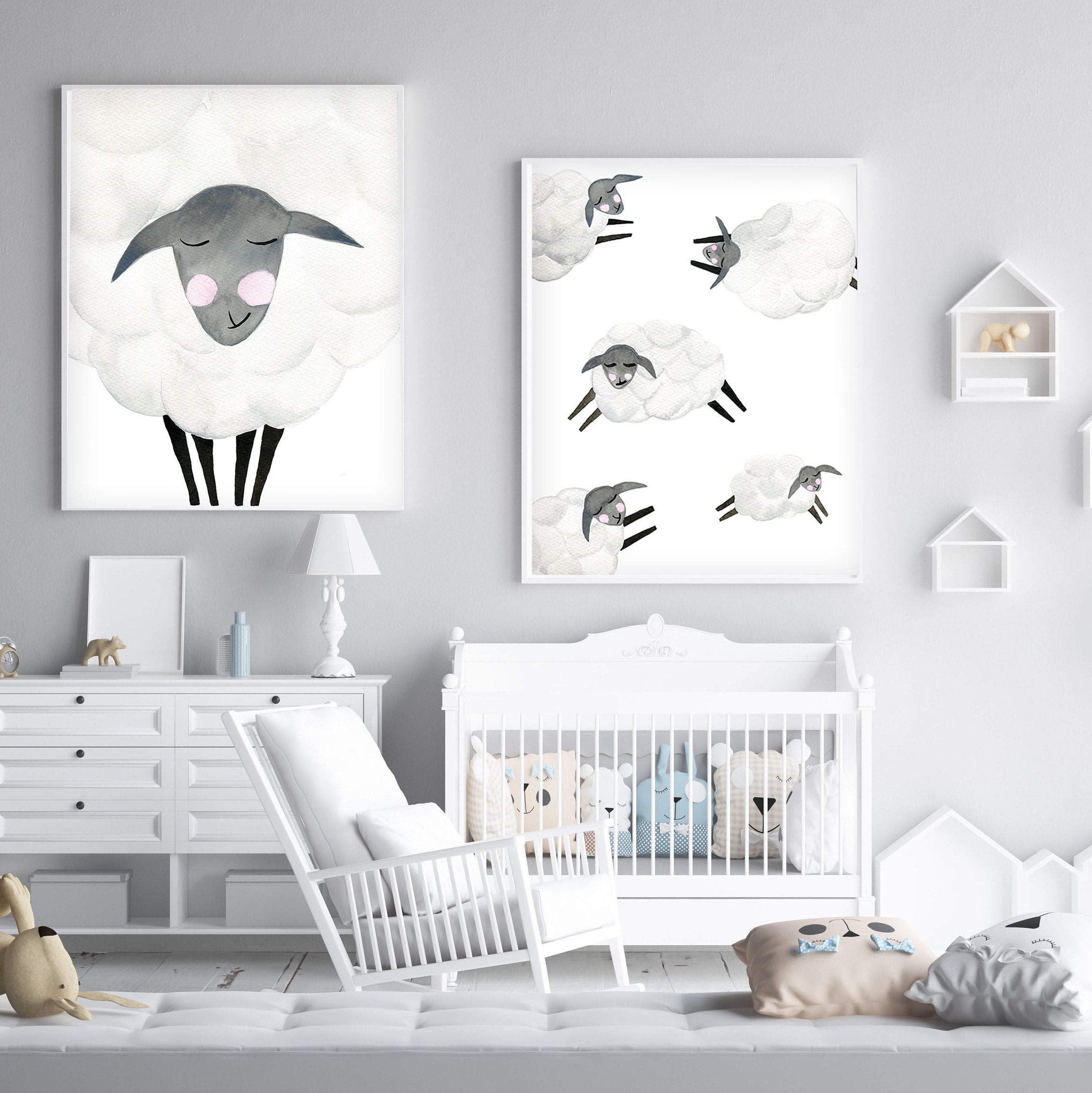 Cute Mama Sheep Nursery Wall Art Sheep Sheep Nursery Decor - Etsy