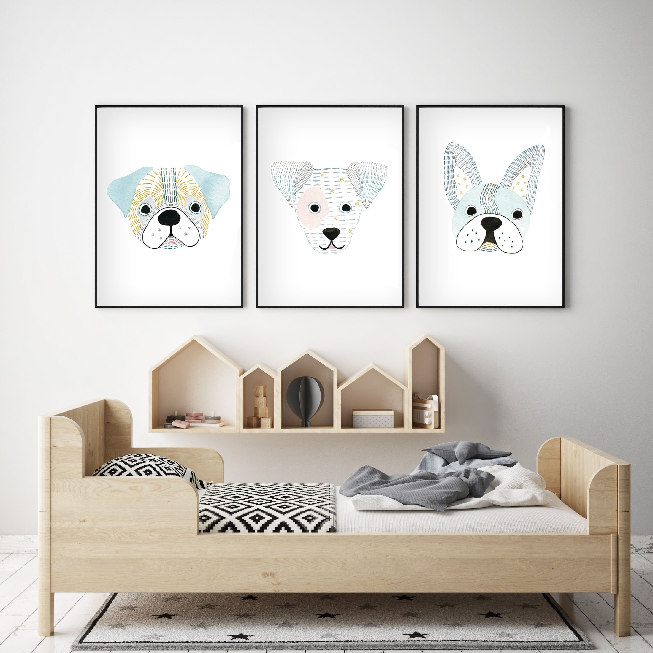 Puppy Nursery Decor Set of 3 Prints Dog Wall Art Dog - Etsy