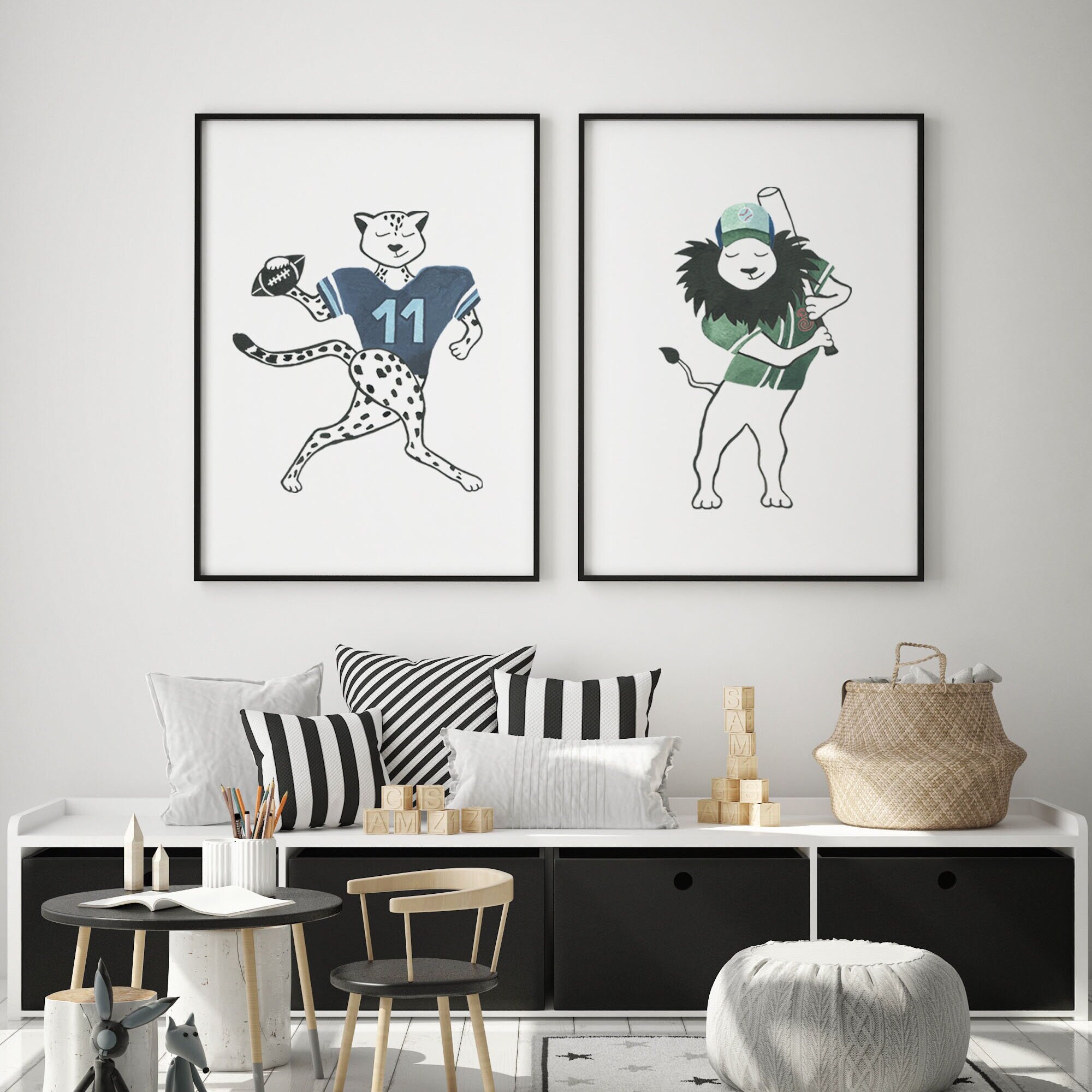 Baseball Print, Kids Baseball Poster, Nursery Sport Print, Animals ...