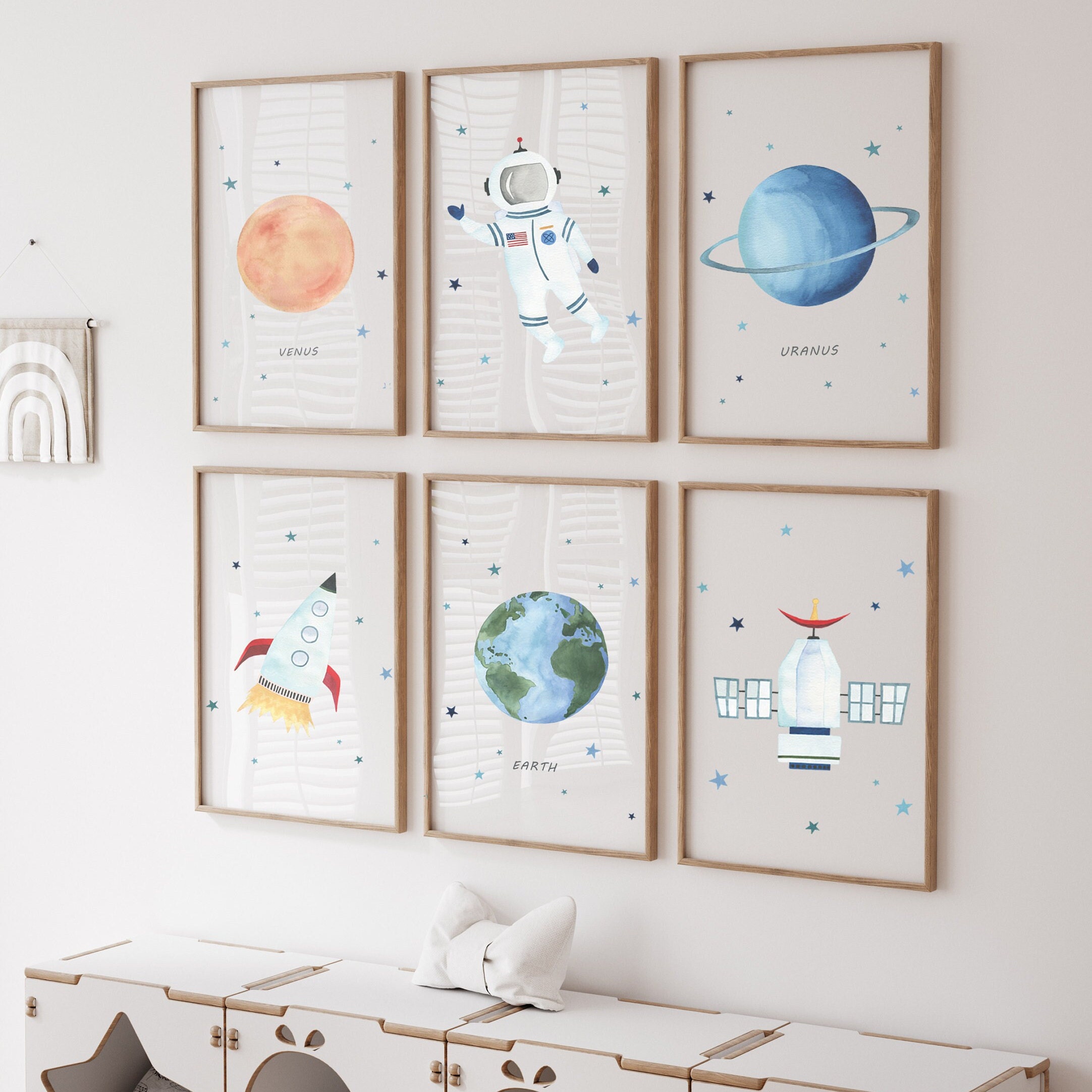 Outer Space Prints Set of 6, Nursery Wall Art, Boys Room Decor, Rocket ...
