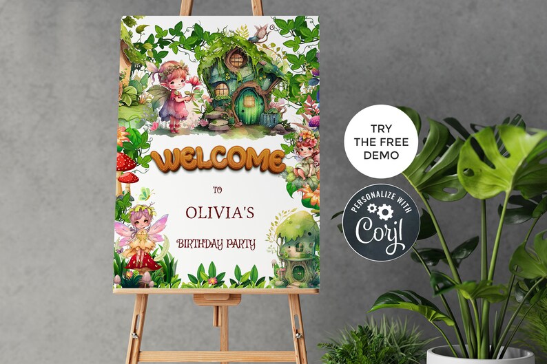 Enchanted Garden Woodland Fairy Birthday Welcome Poster - Etsy