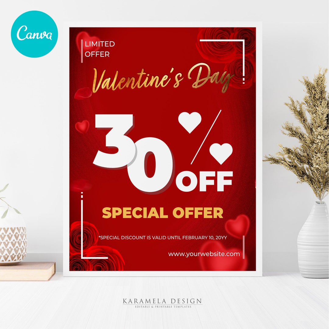 Valentine's Day Sale Poster Template for Your Romantic Promotions, 8x10 ...
