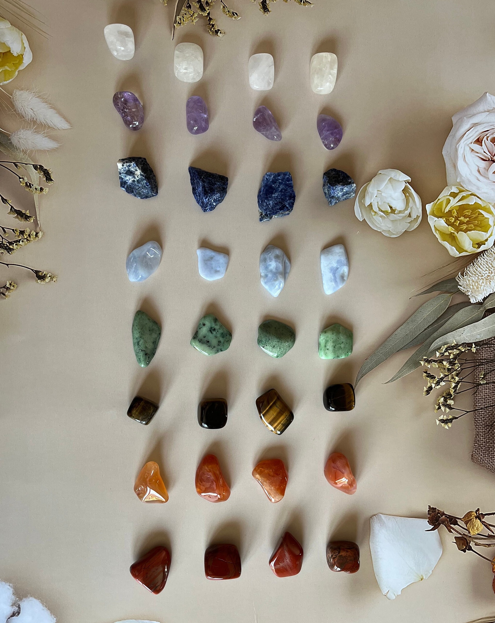 Kit 7 Chakras 8 Stones Beginner Stone Kit Lithotherapy Care - Etsy