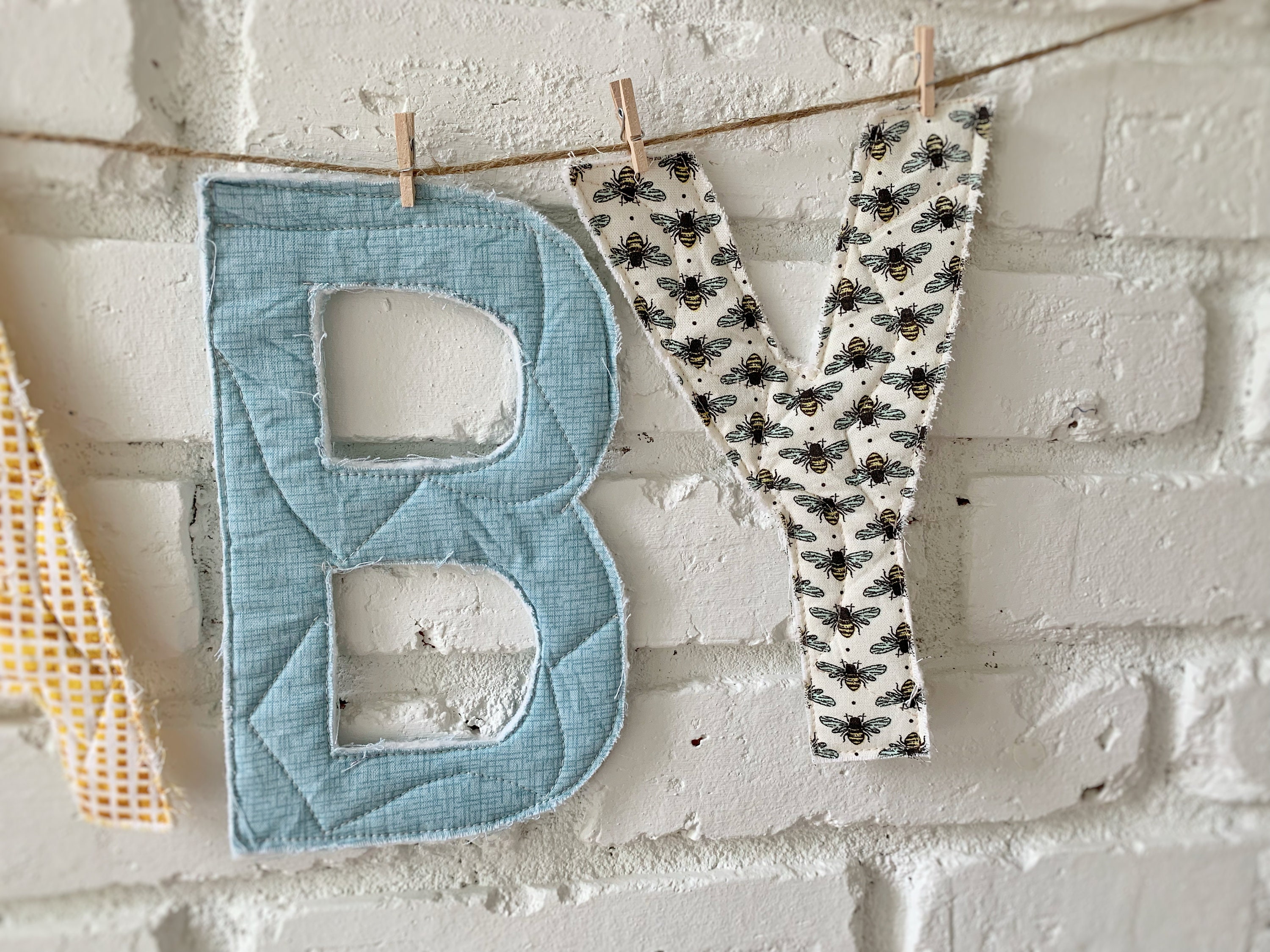 Quilted Name Banner, Personalized Birthday Garland, Nursery Decor, Baby ...