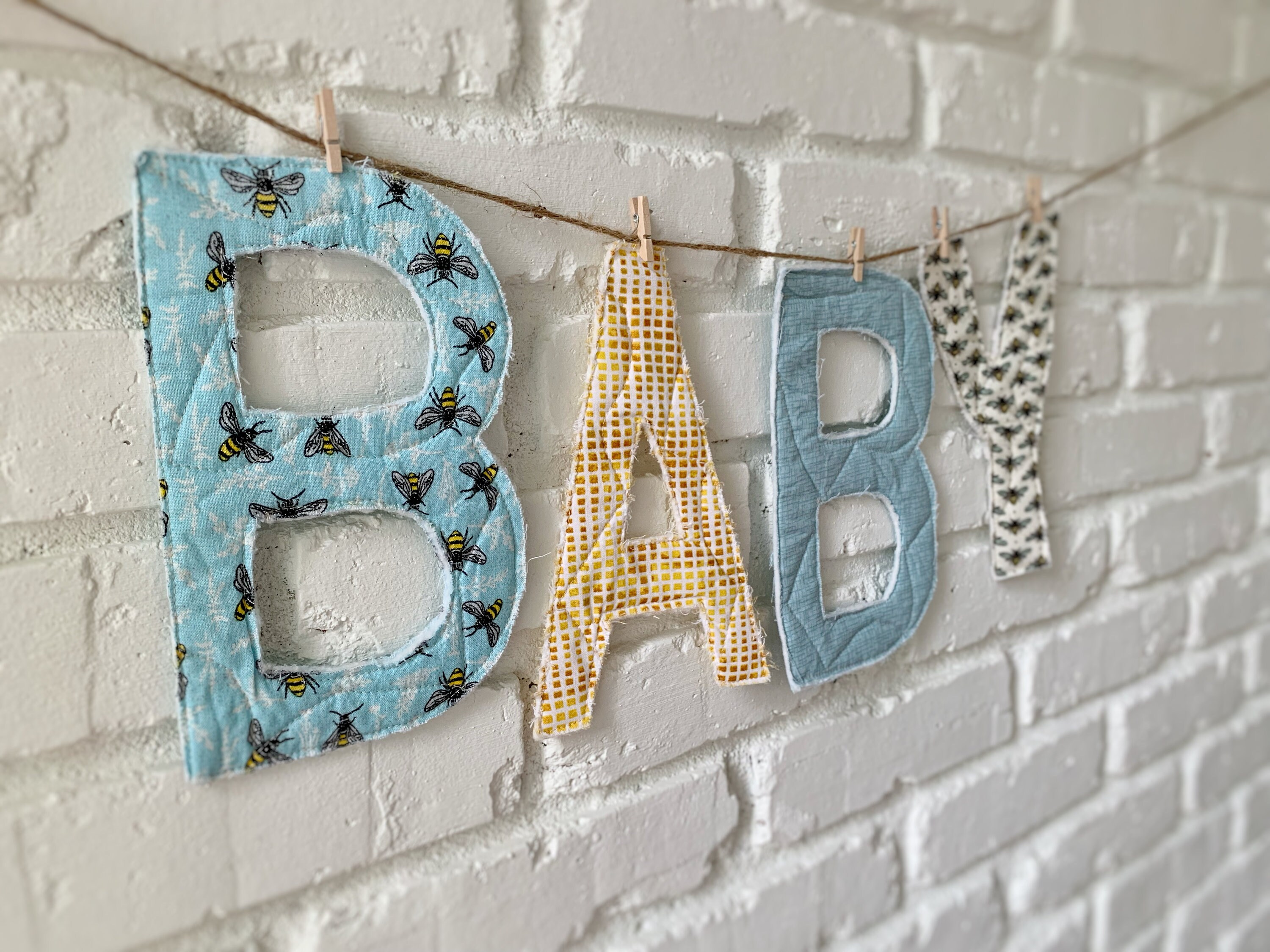 Quilted Name Banner, Personalized Birthday Garland, Nursery Decor, Baby ...