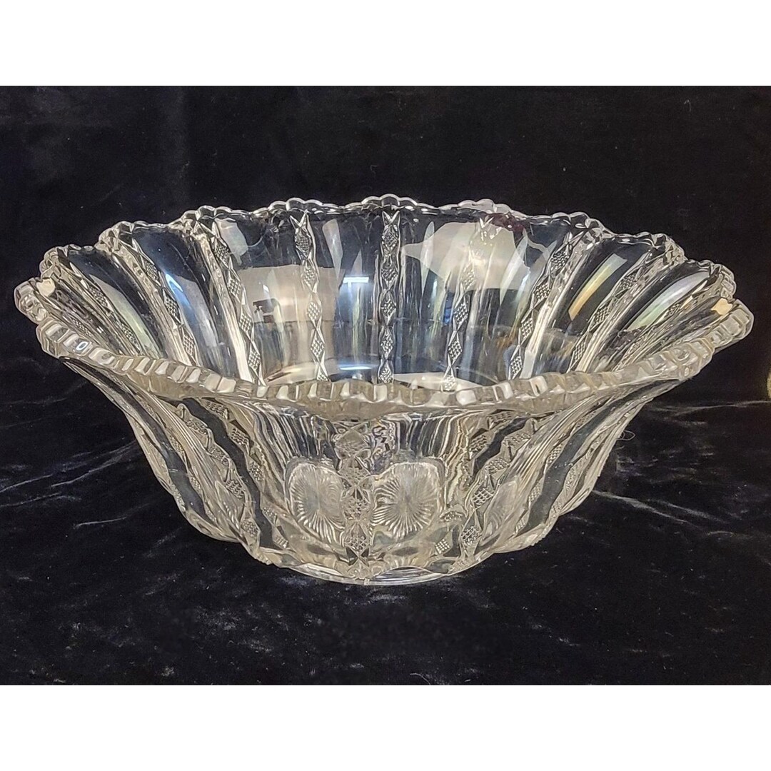 Vintage 1940s Bryce Higbee Pressed Glass Serving Bowl - Etsy