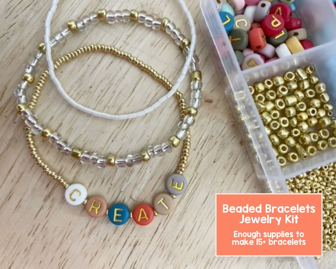 Personalized Bracelet Making Kit, Craft Kit for Adults, Stretch ...