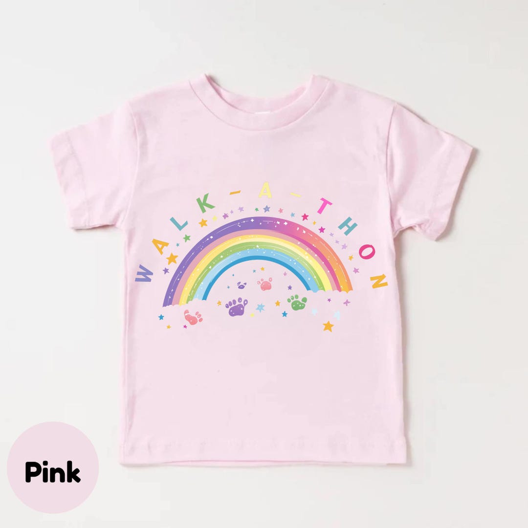 Custom Rainbow Walkathon Shirt for Kids - Pastel Footprint Walk-a-thon ...