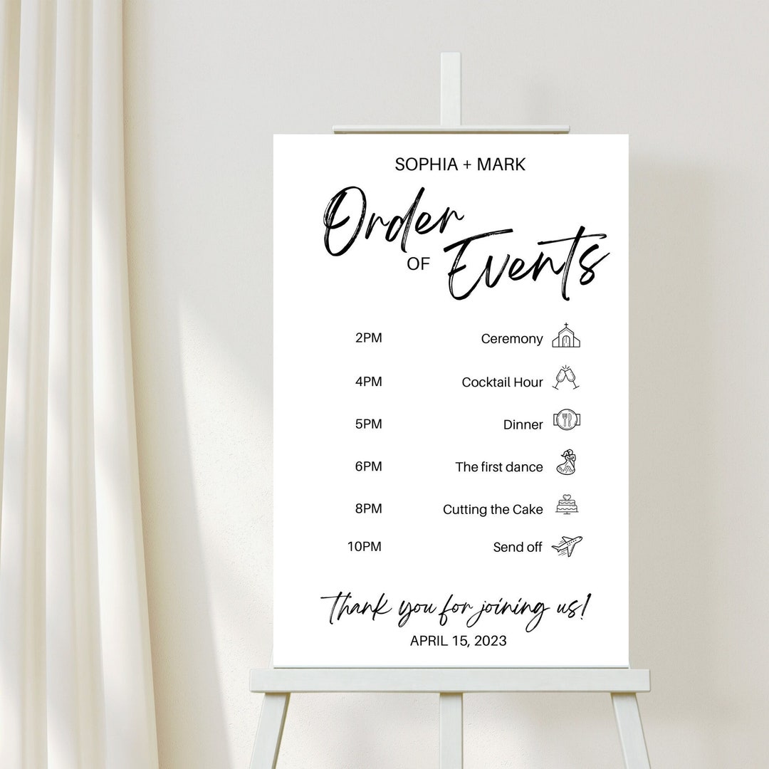 Plantilla de signo de línea de tiempo de orden de eventos de - Etsy España