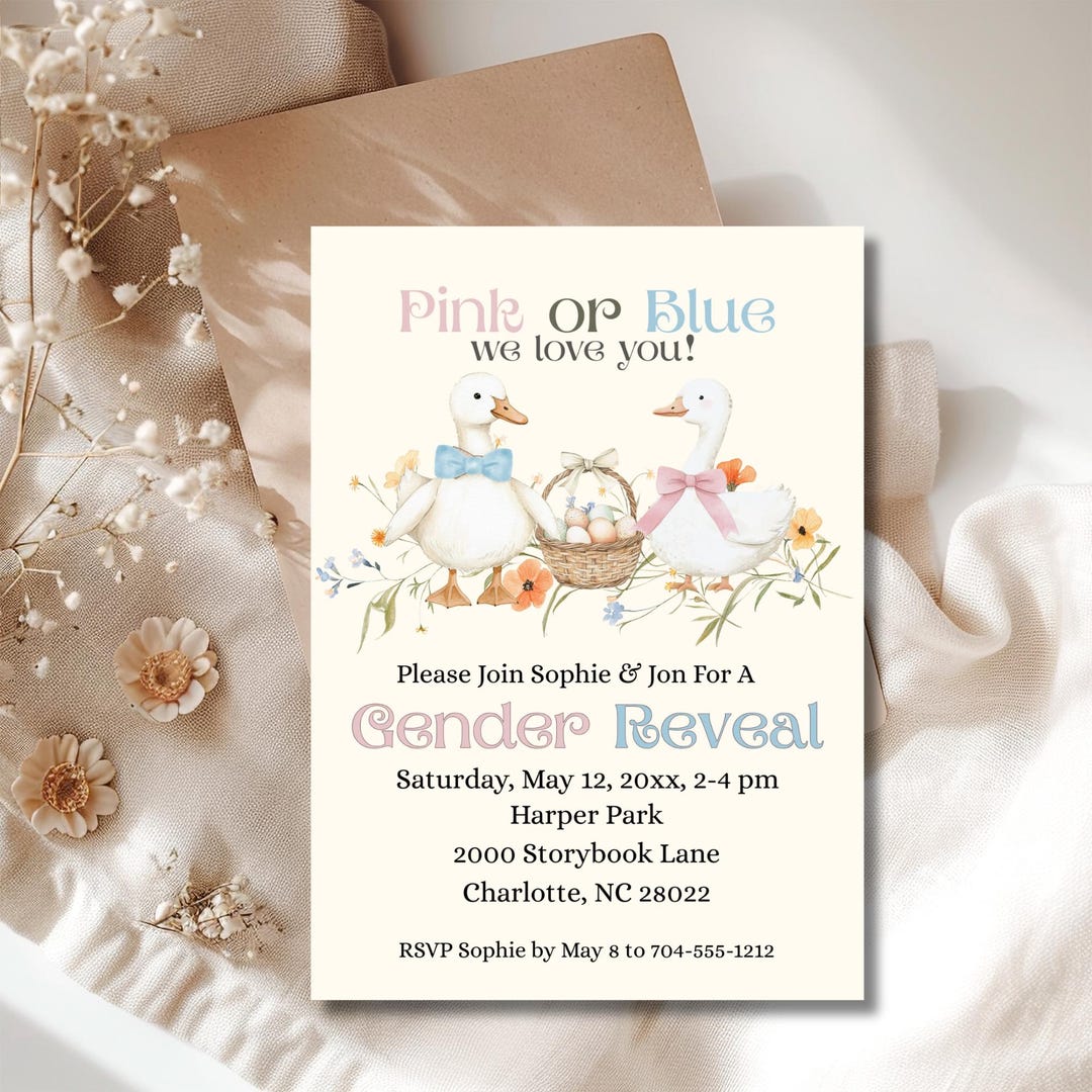 Goose Gender Reveal Invitation: Editable Template (digital Download) - Etsy