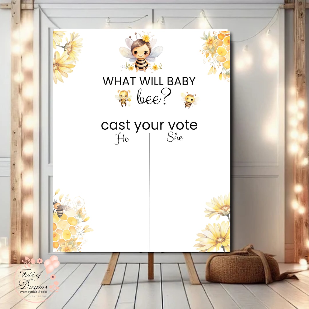 Bee Gender Reveal Voting Sign, What Will Baby Bee Vote, Editable ...