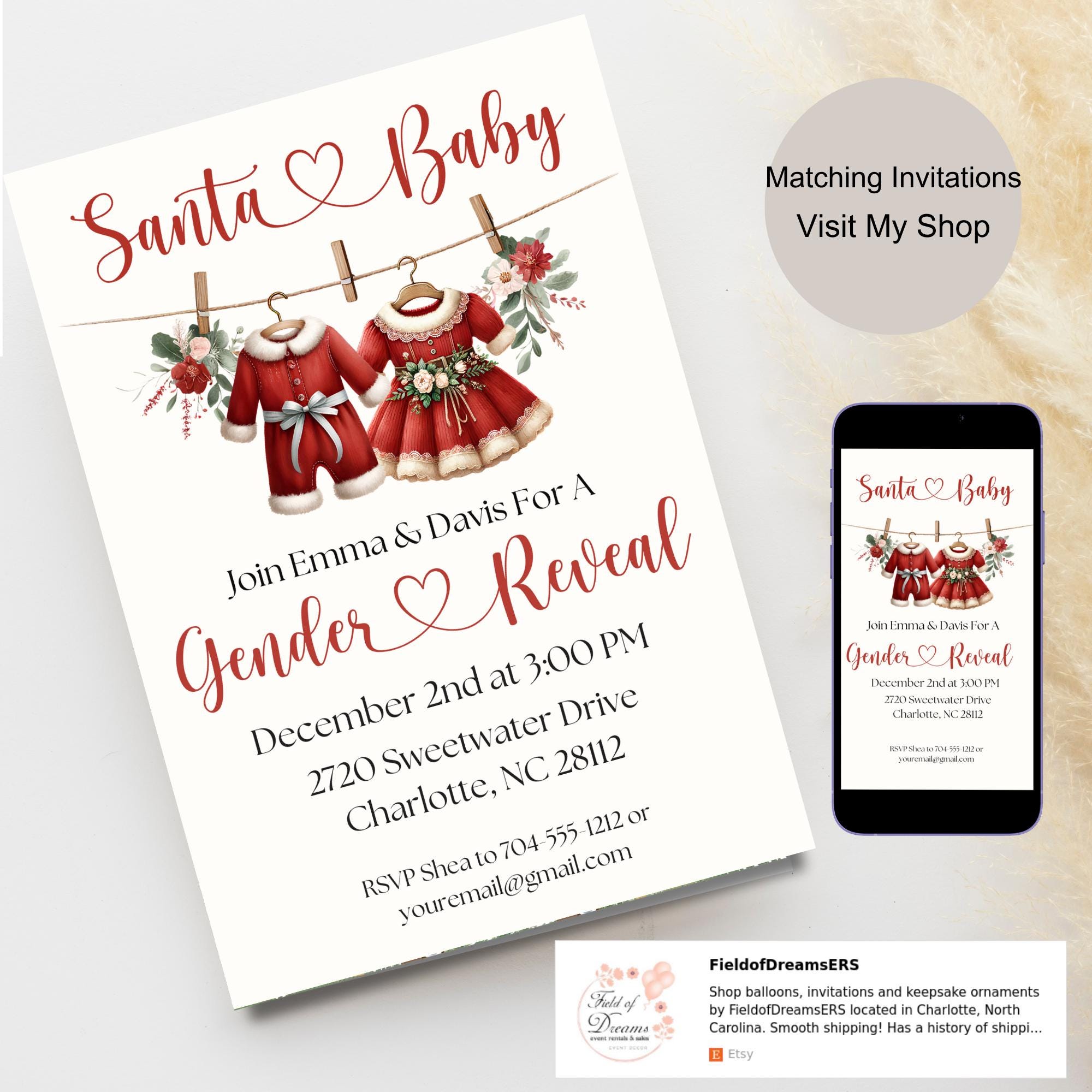 Christmas Santa Baby Gender Reveal Voting Board, Digital Editable ...