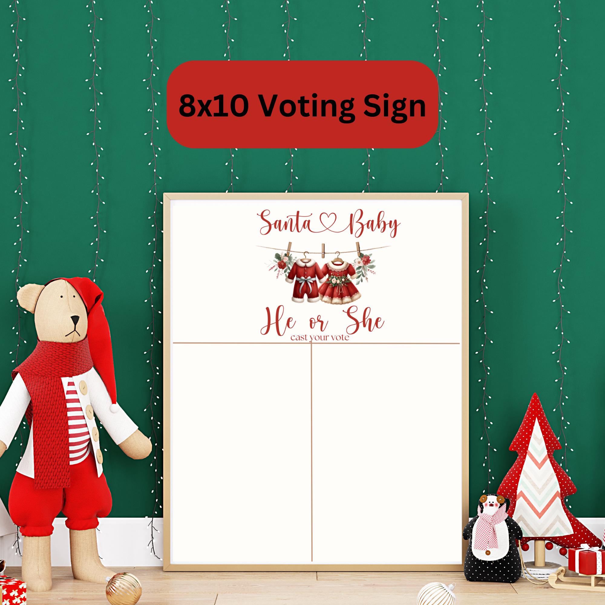 Christmas Santa Baby Gender Reveal Voting Board, Digital Editable ...