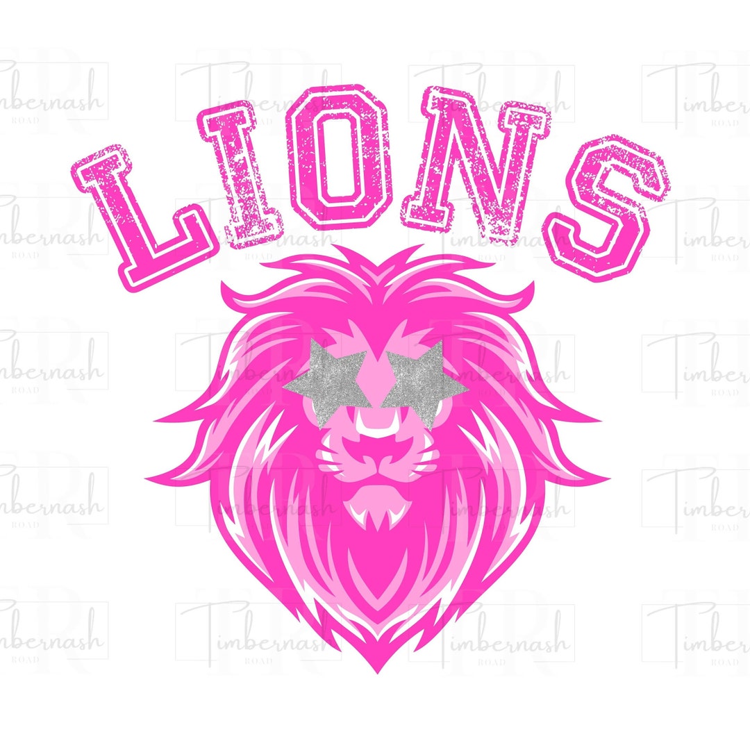 Lions Preppy Pink Mascot PNG, Lions Preppy Pink Sublimation, Lions ...
