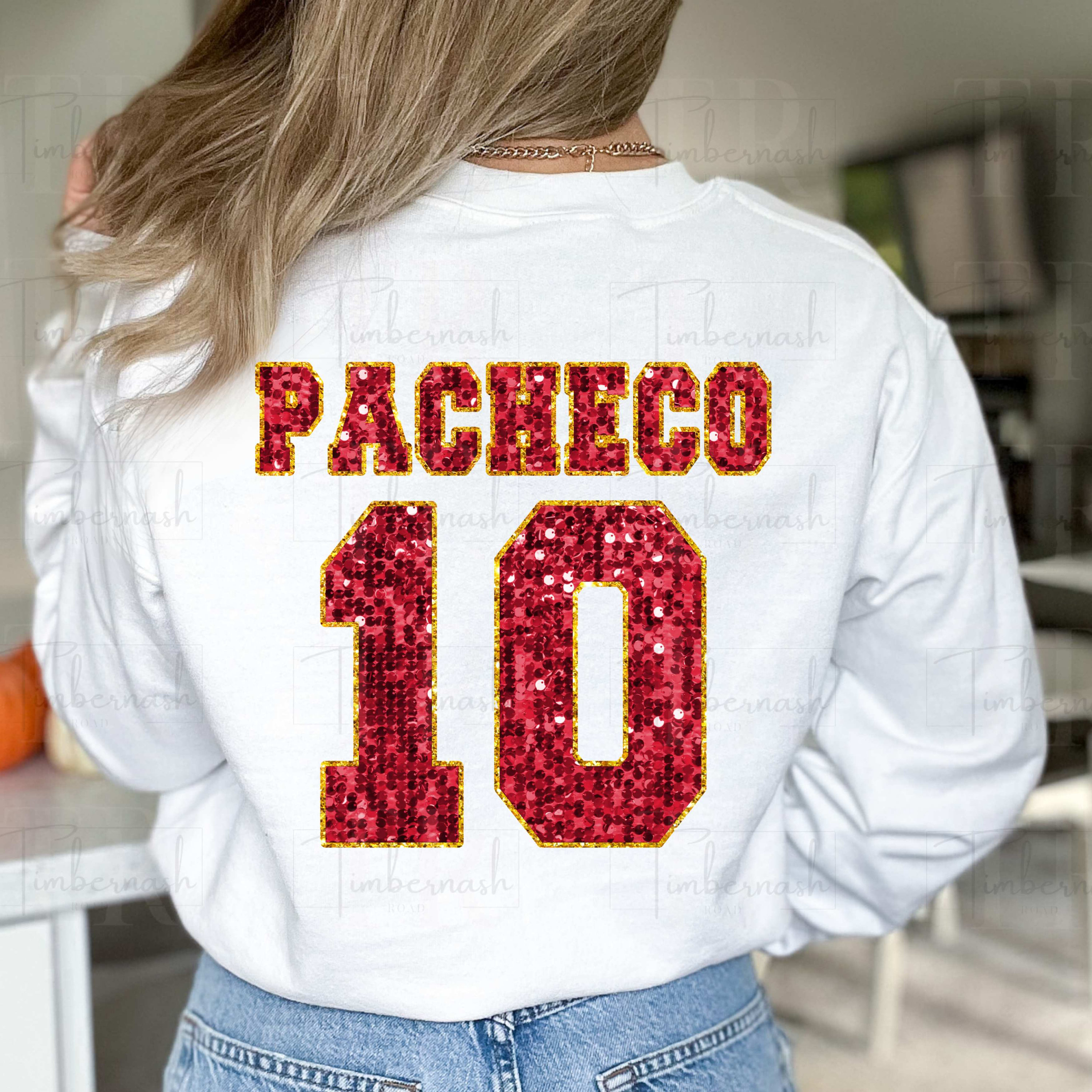 Pacheco 10 Faux Sequin PNG, Isaiah Pacheco PNG, KC Football Png, Sequin ...