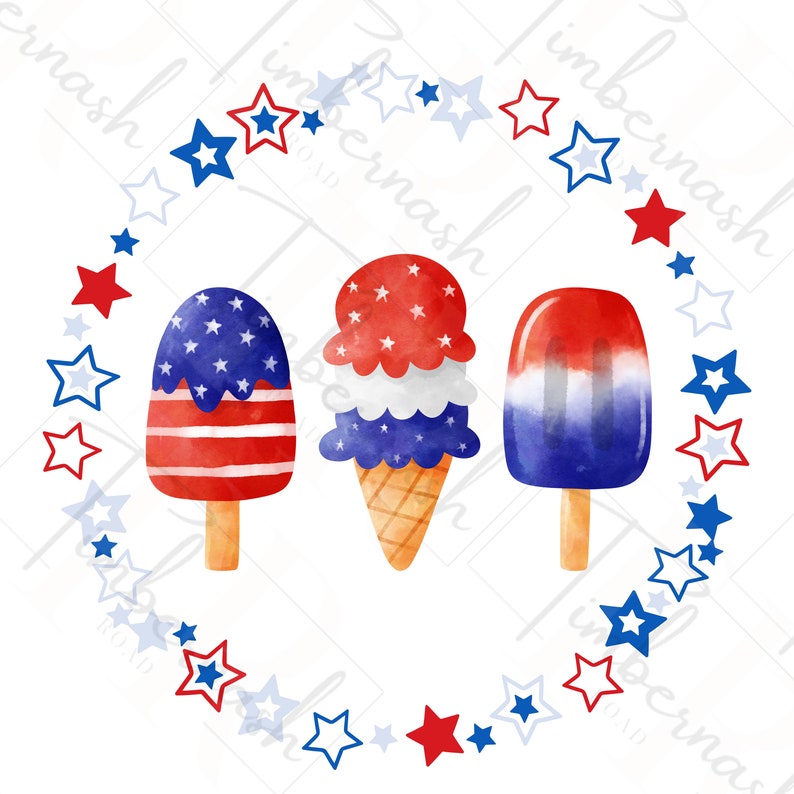 Patriotic Ice Cream Digital Kids 4th of July PNG - Etsy