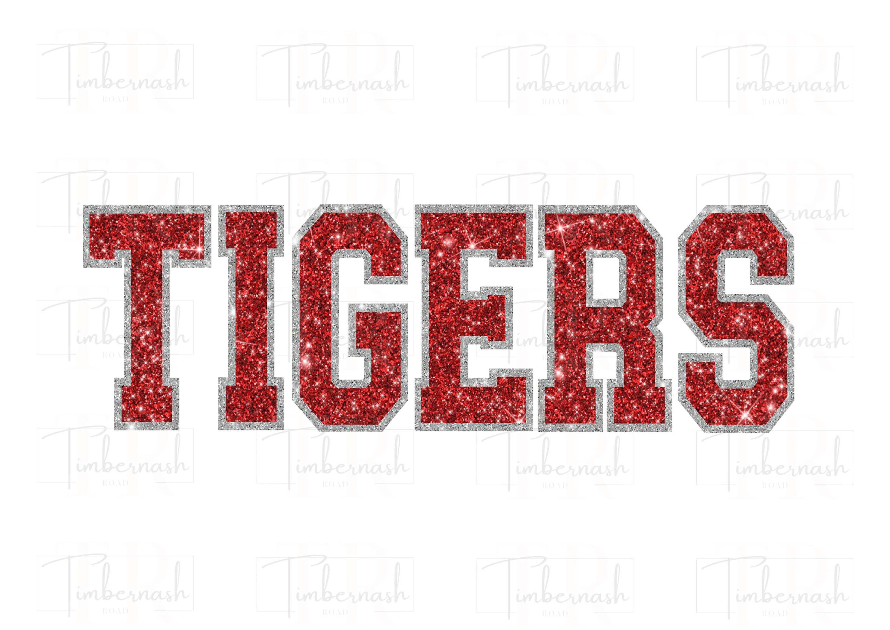 Tigers Faux Glitter PNG Red Tigers Mascot Tigers - Etsy