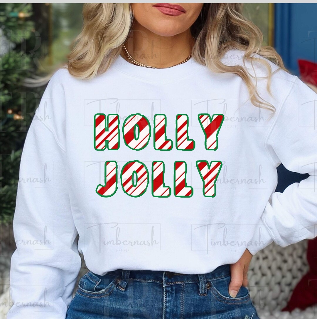 Striped Holly Jolly PNG, Candy Cane Png, Holly Jolly Sublimation ...