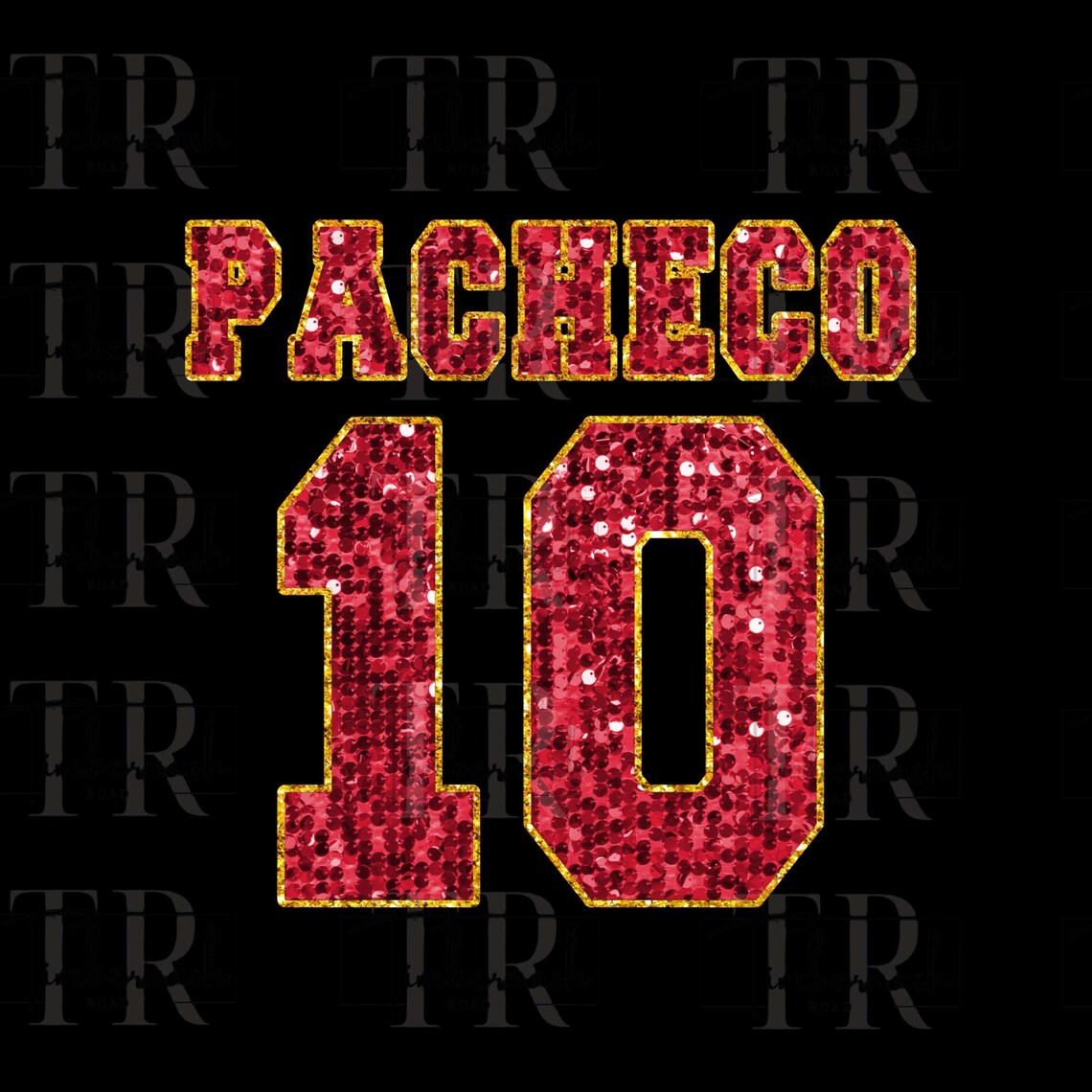 Pacheco 10 Faux Sequin PNG, Isaiah Pacheco PNG, KC Football Png, Sequin ...