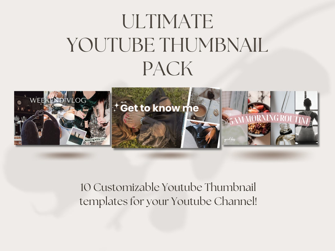 Neutral Aesthetic Youtube Thumbnail Templates, Vlog, Youtube, Templates ...