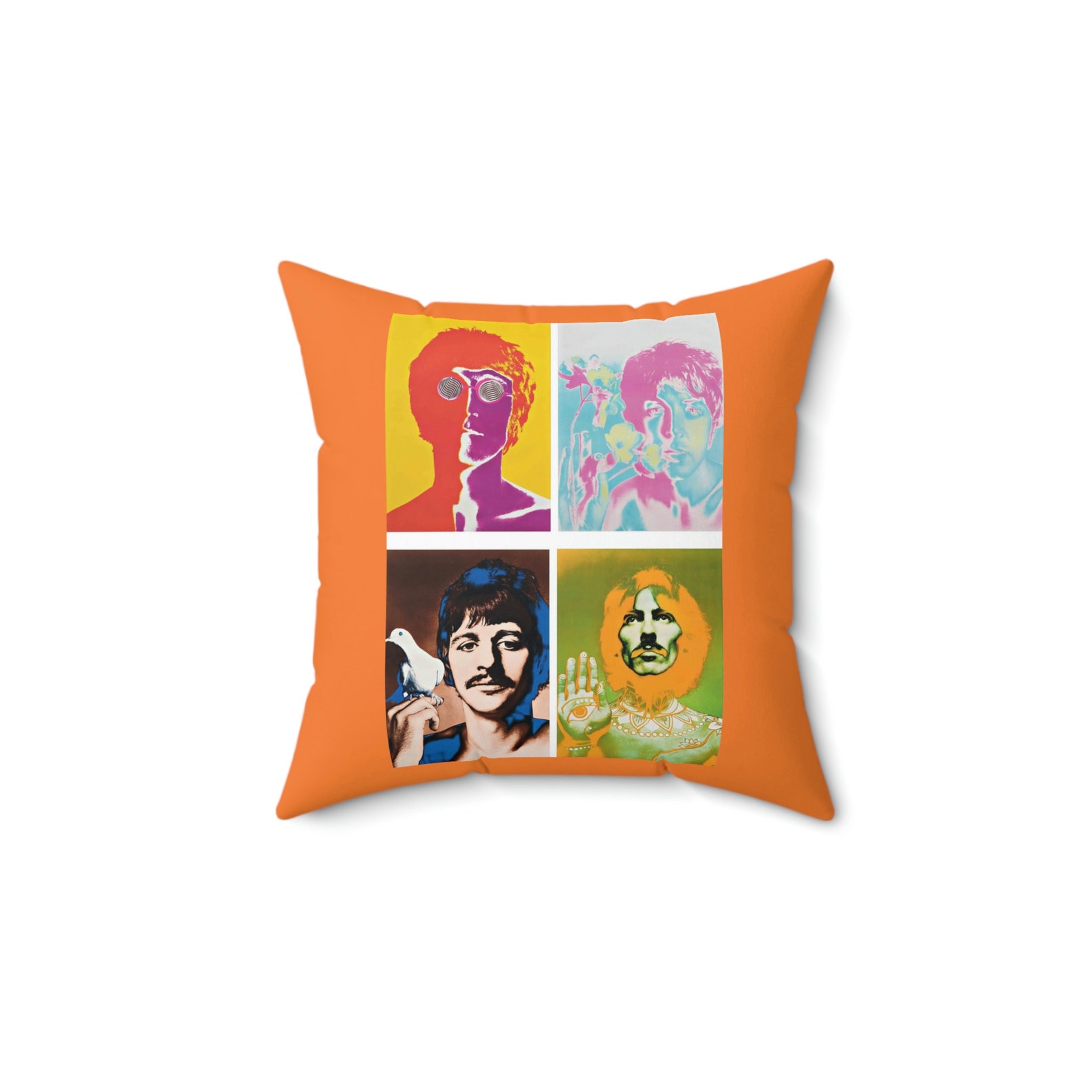 The Psychedelic Beatles Featuring George Harrison Square Pillow - 4 ...
