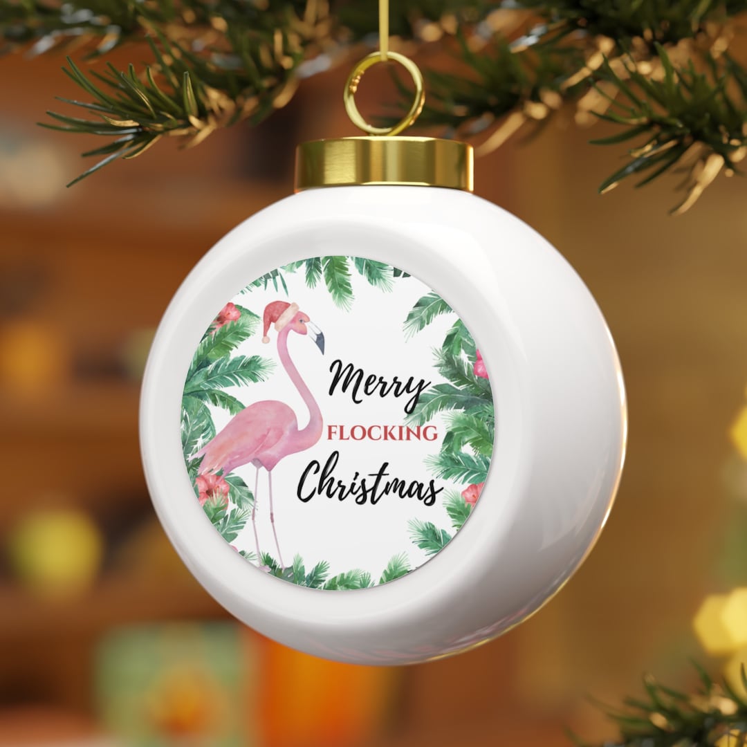 The Merry Flocking Christmas Pink Flamingo Ceramic Ornament Will Make ...