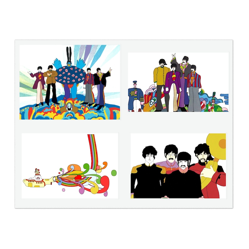 Beatles Yellow Submarine Vinyl Stickers: Classic Rock Art (8.5x11 In ...