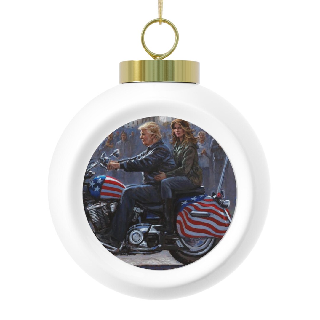 Trump Motorcycle Ceramic Christmas Ornament: Patriotic Holiday Decor - Etsy