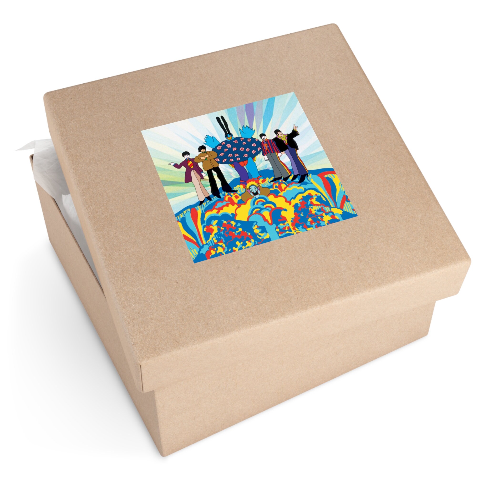 The Beatles With A Happy Blue Meanie Jumbo Vinyl Sticker is Groovy and ...