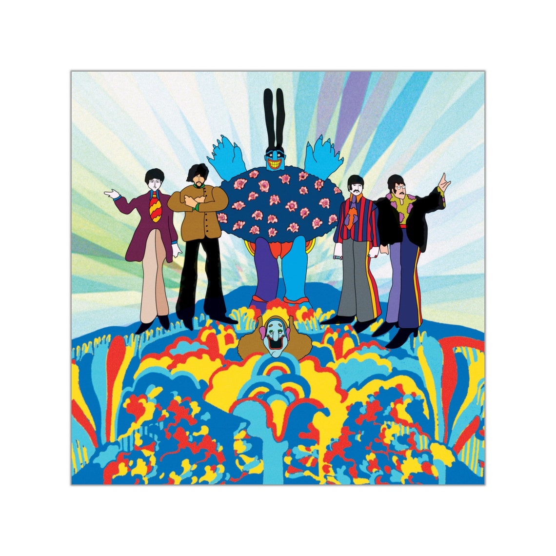 The Beatles With A Happy Blue Meanie Jumbo Vinyl Sticker is Groovy and ...