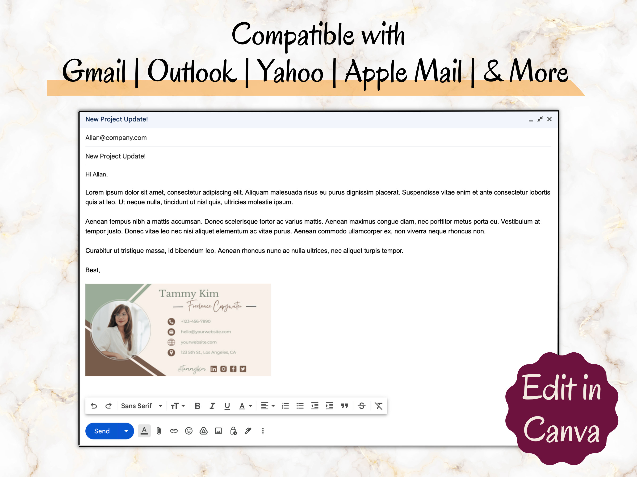 Email Signature Template, Email Signature Bundle, Editable Canva Email ...