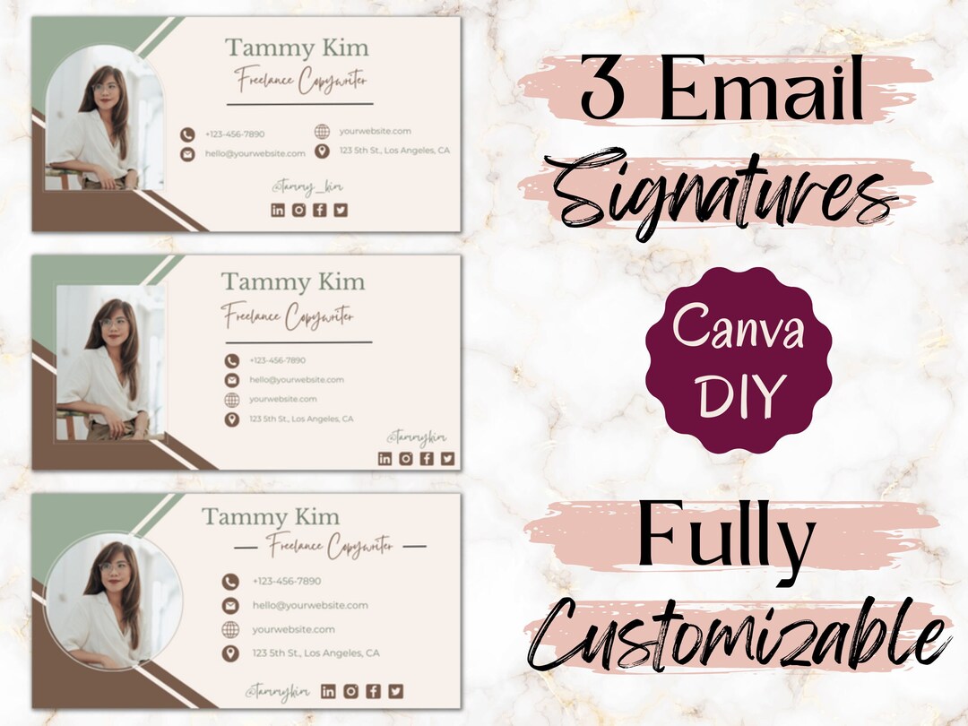 Email Signature Template, Email Signature Bundle, Editable Canva Email ...