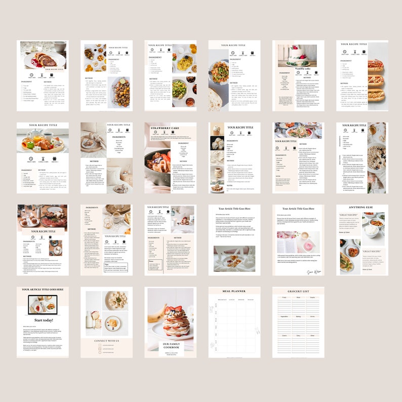 Cookbook Template Recipe Book Template Editable Canva Ebook Recipe Card ...