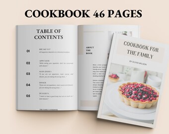 Cookbook Template Recipe Book Template Editable Canva Ebook Recipe Card ...