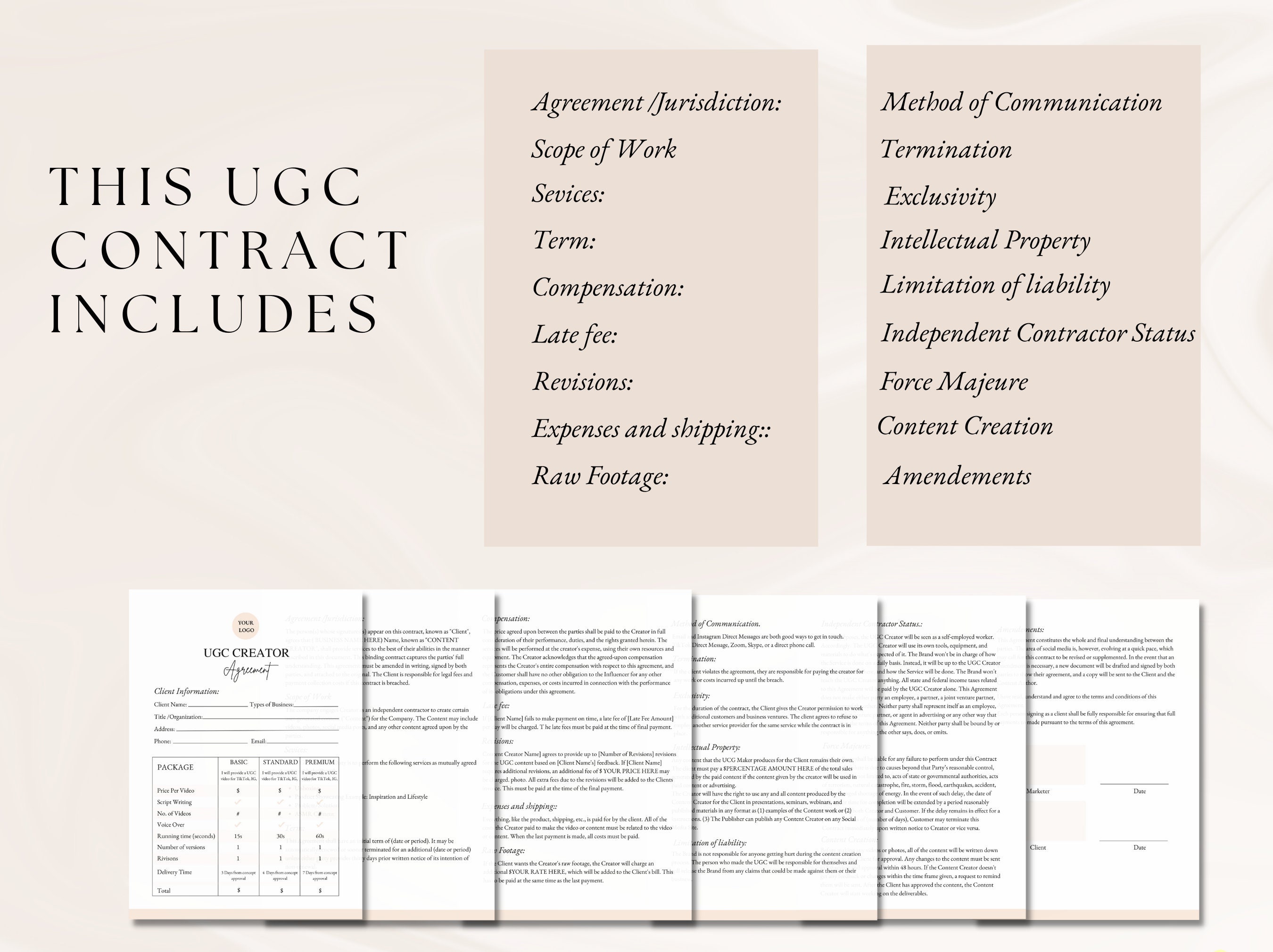 Professional UGC Creator Contract Template, UGC Template, UGC Contract ...